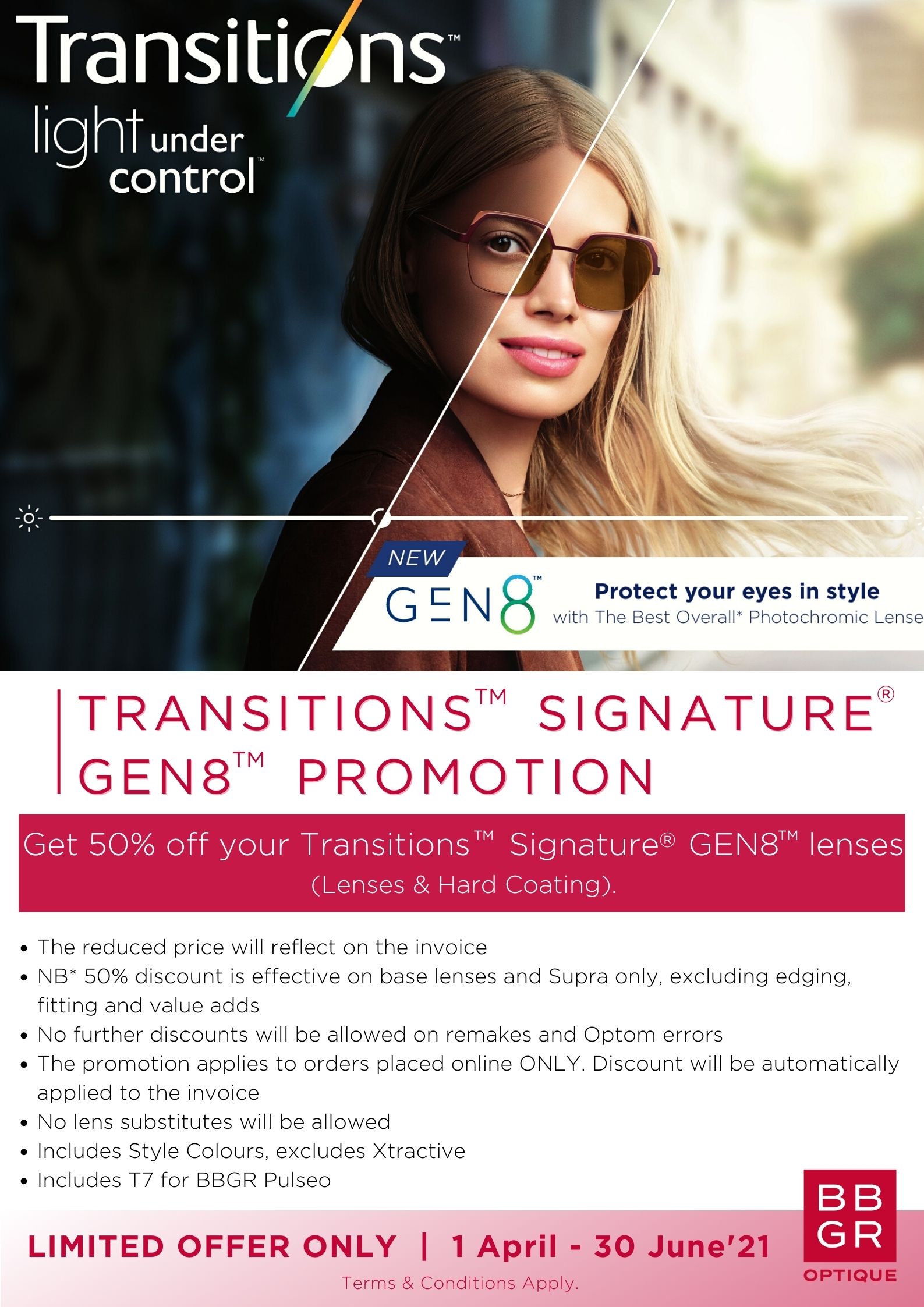 Receive 50% off Transitions Gen8 Lenses - The Eye Gallery